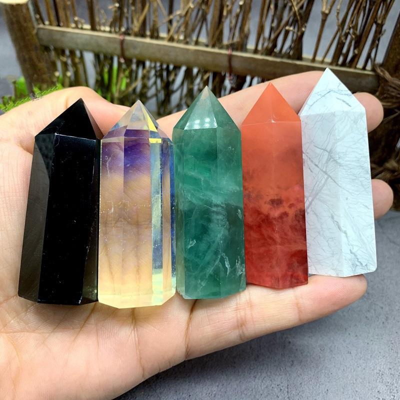 Buy 4-8CM 40 Color Natural Crystal Stone Point Wand Amethyst Opal Lapis Lazuli Fluorite Clear ...