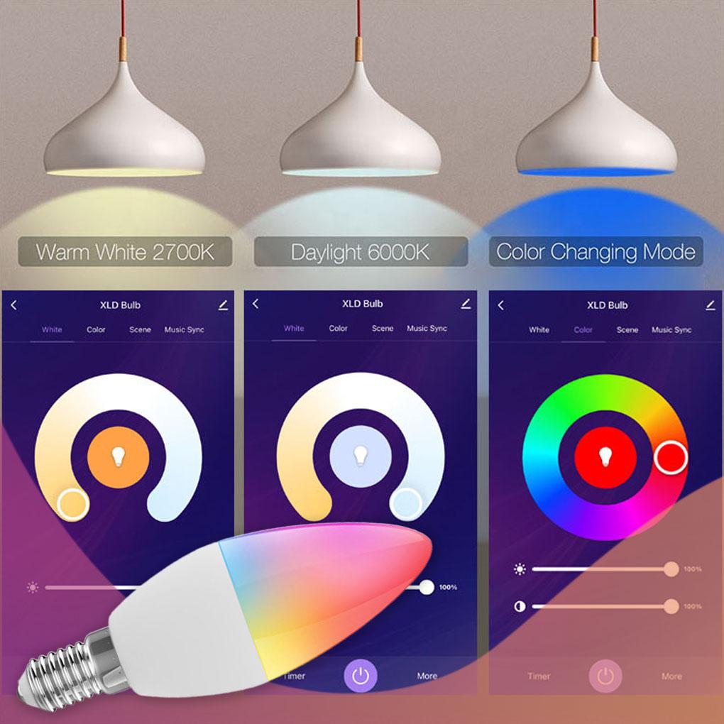💰Compra online de Smart WiFi Tuya LED Light E14 C37 Brightness Dimmable RGB Voice Control Bulbs ...