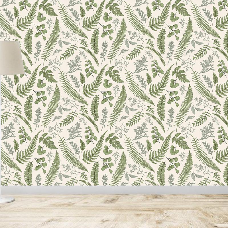 Satın alın Light Green Leaves Vinyl Self Adhesive Wallpaper Living Room ...