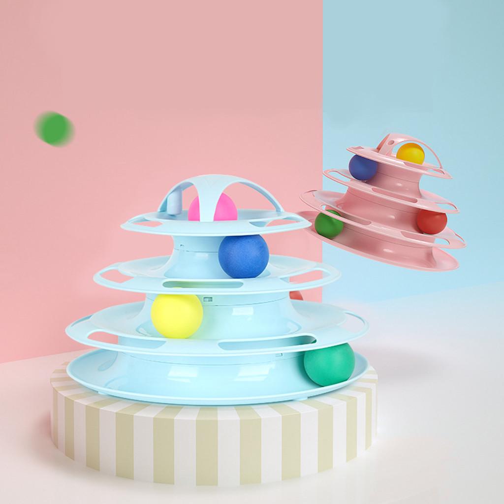 Buy Four Layers Pet Toys Intelligence Crazy Tray Cat Play Pink And Blue ...