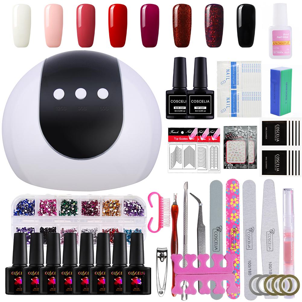 Buy COSCELIA Soak Off Gel Nail Manicure Art Tools Set 24W Timer Nail ...