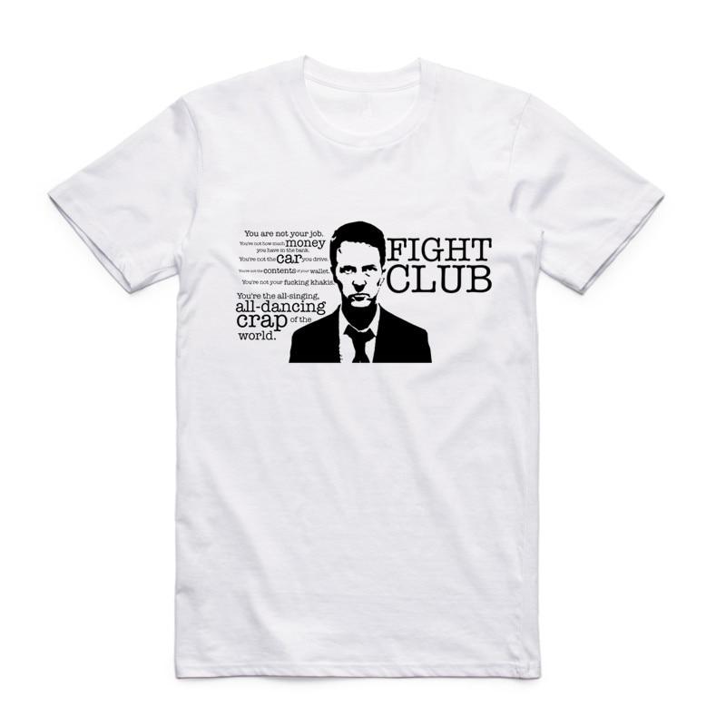 Buy Fashion Men Fight Club White T-shirt O Neck Short Sleeve Summer ...