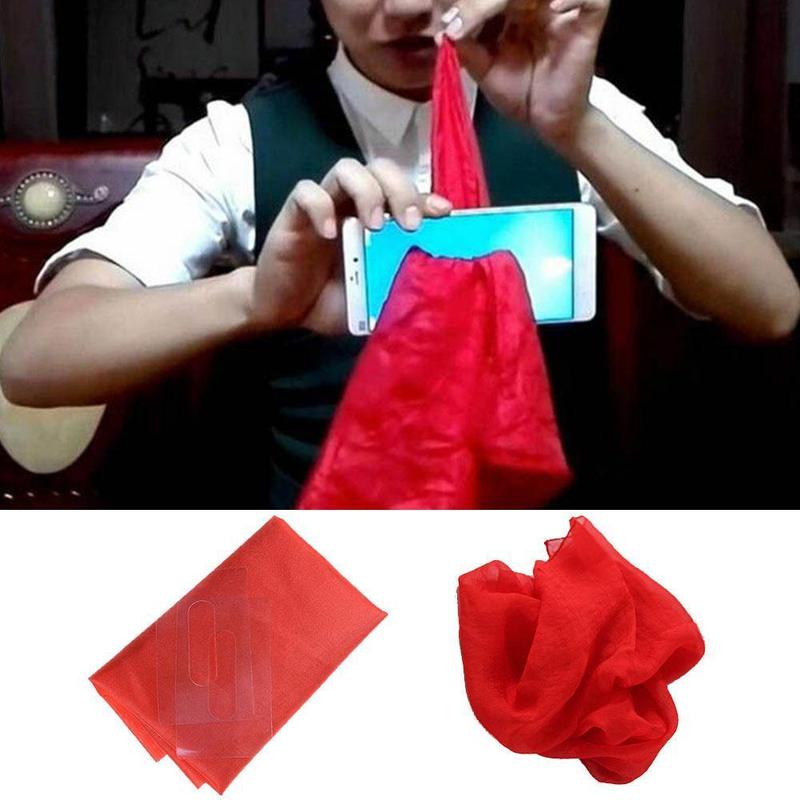 Buy Red Magic Props Silk Scarf Close Up Magic Tricks Silk Through Phone ...