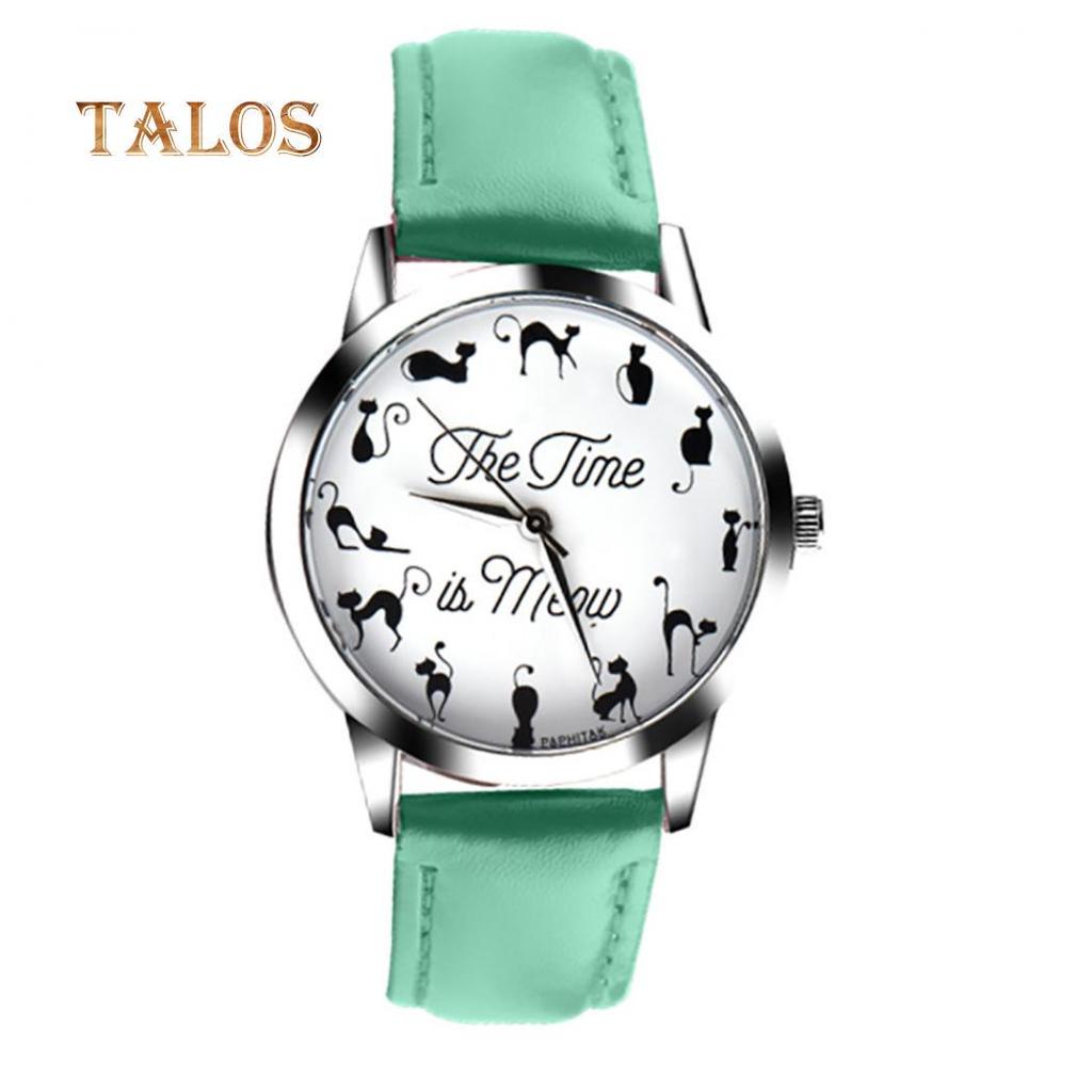 Cheap Novelty Cat Letter Dial Quartz Moment Faux Leather Band Couples ...