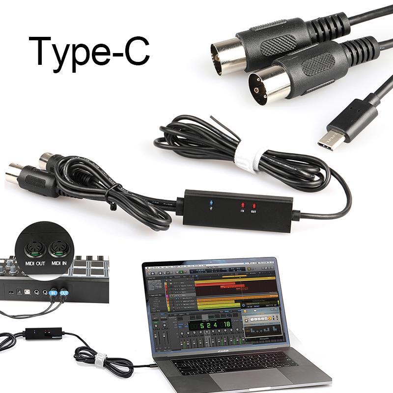 Professional 5-pin MIDI To USB IN-OUT Interface Cable Adapter Keyboard ...