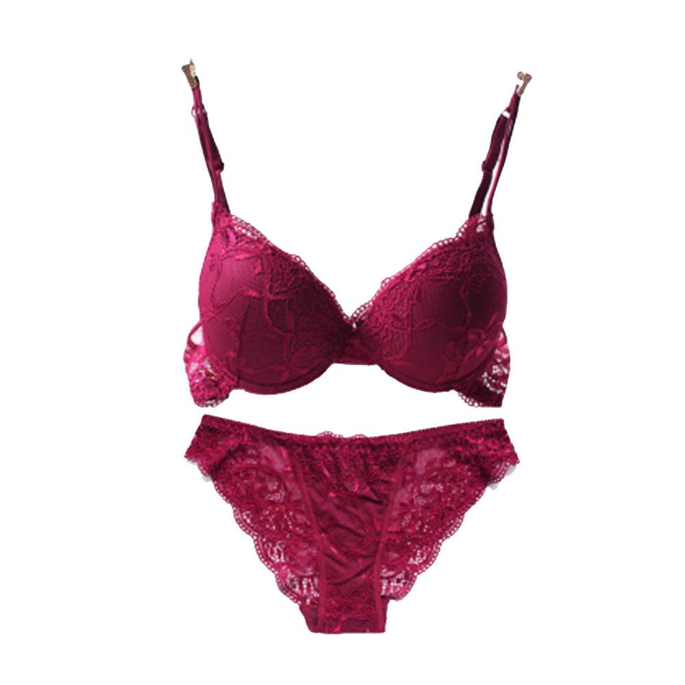 Buy Womens Lady Cute Sexy Underwear Satin Lace Embroidery Bra Sets With
