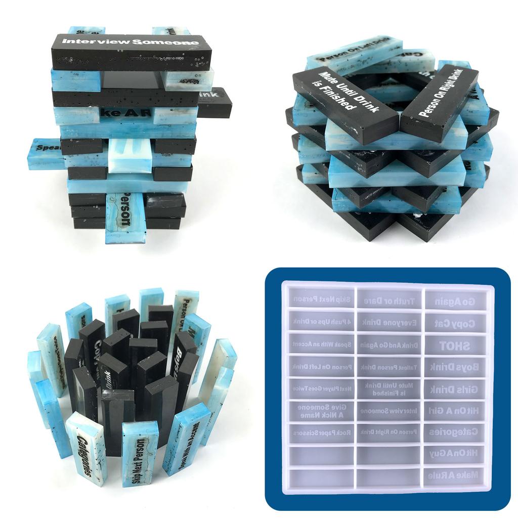 Buy DIY Family Party Game Jenga UV Crystal Epoxy Mold Stacking Building ...