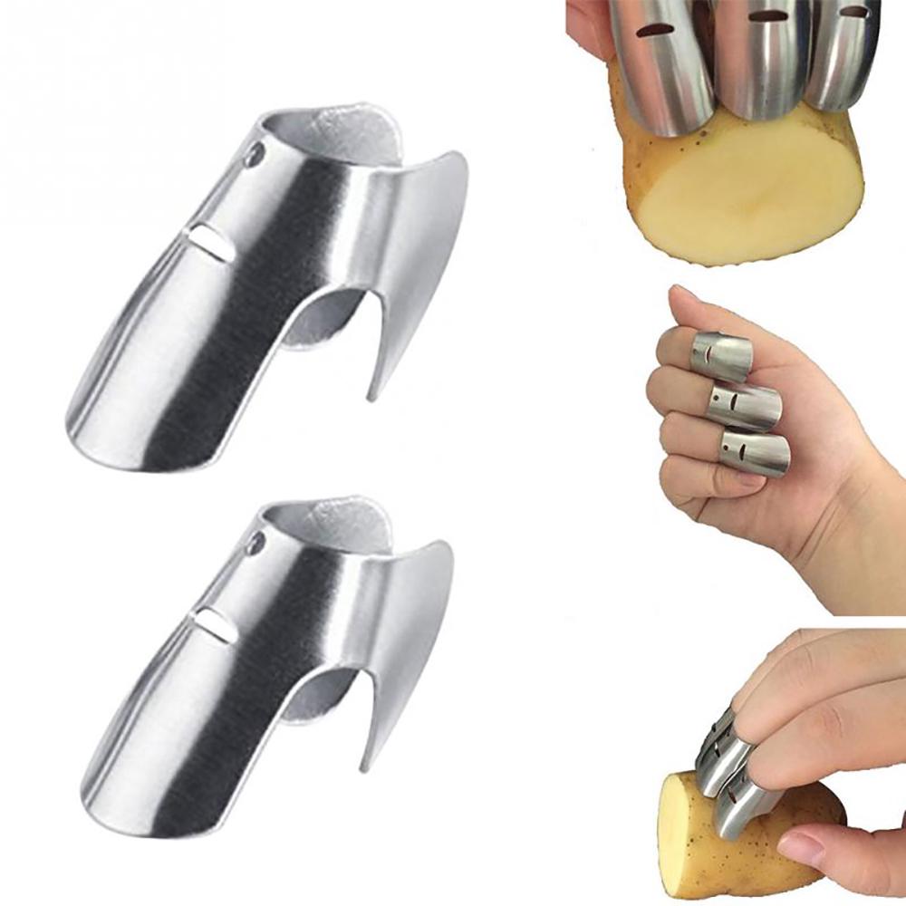 Buy 4pcs Finger Hand Protector Guard Stainless Steel Chop Slice Shield ...