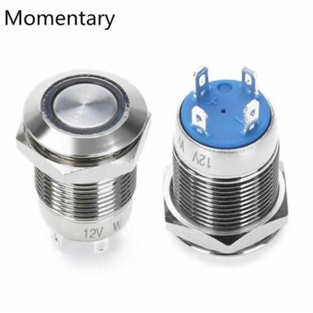 12mm 12V Buton Mavi LED Güç Anahtarı Momenti Kilitleme Metal Su ...