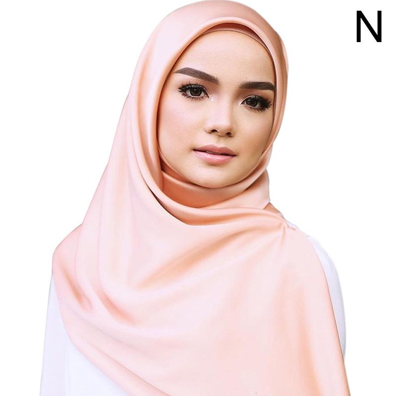 Buy Women Head Wrap Square Shawl Scarf Muslim Hijab Satin Silk Wrap ...