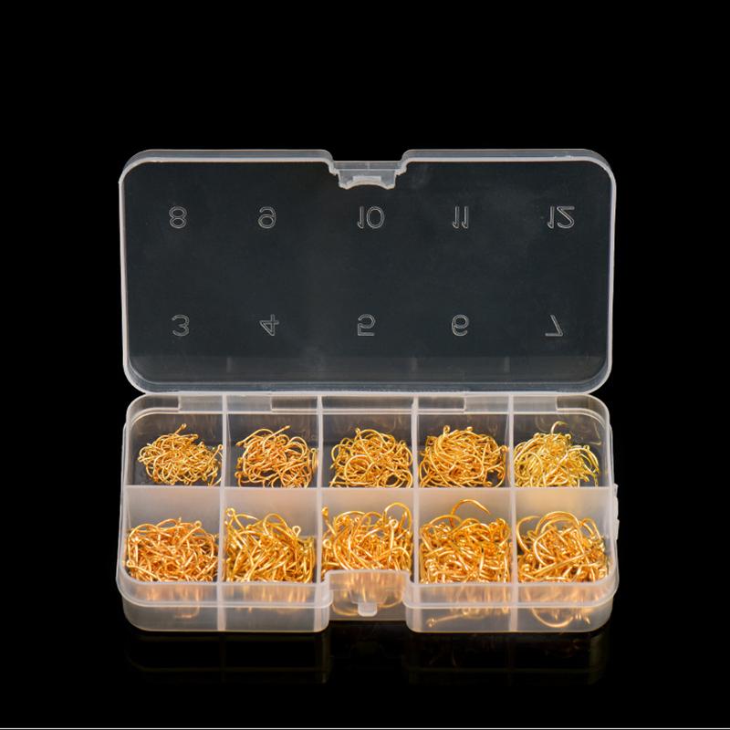 Buy 600pcs 3# - 12# 10 Size Barb Fishing Hooks Set Jig Hook Carbon ...