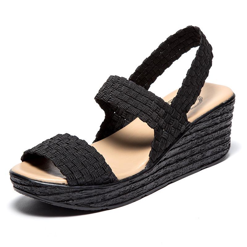 Buy Summer Tight Belt Hand-woven Sandals Women Cake Thick Bottom Slope ...