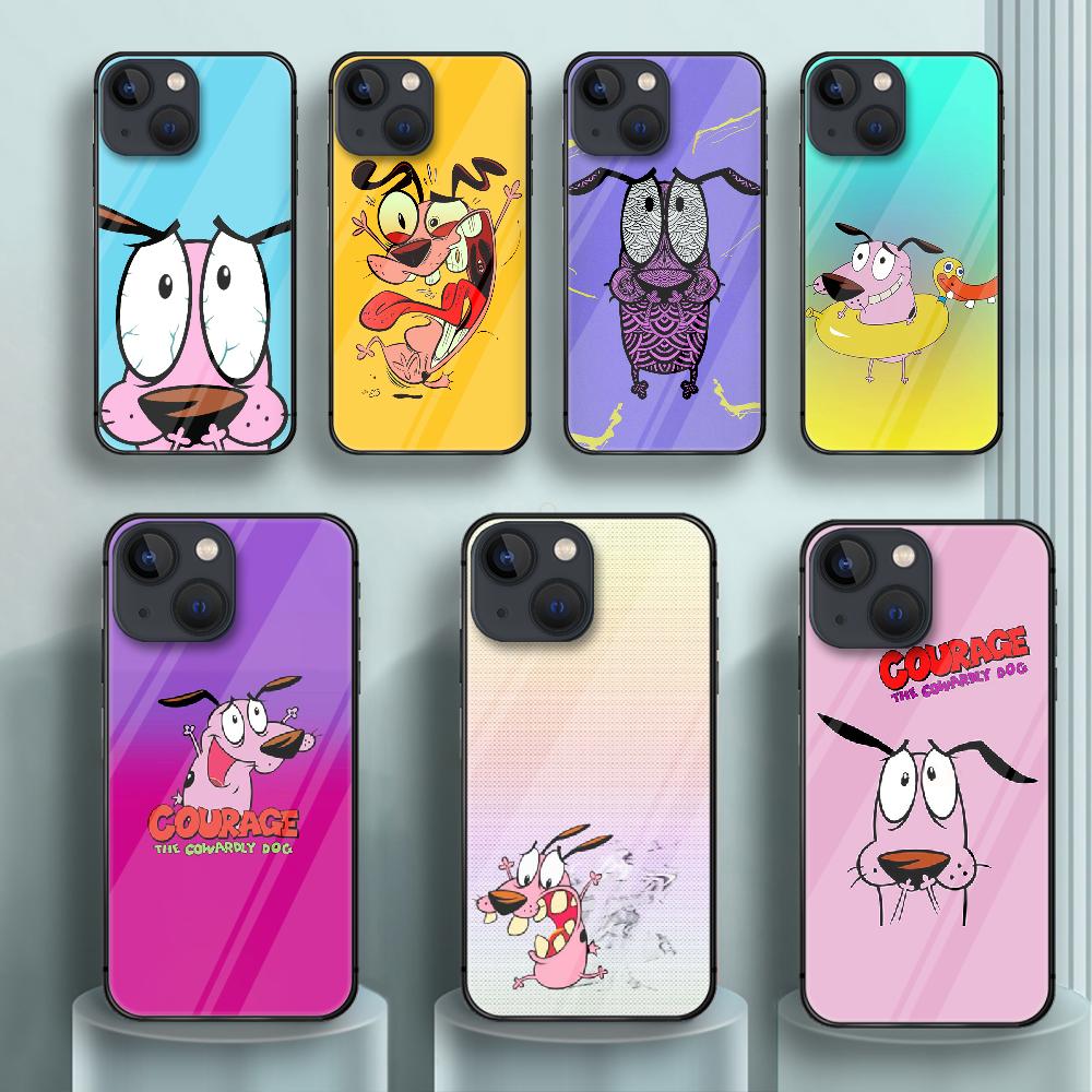Buy Cartoon Courage Cowardly Dog Tempered Glass Phone Case Cover For ...