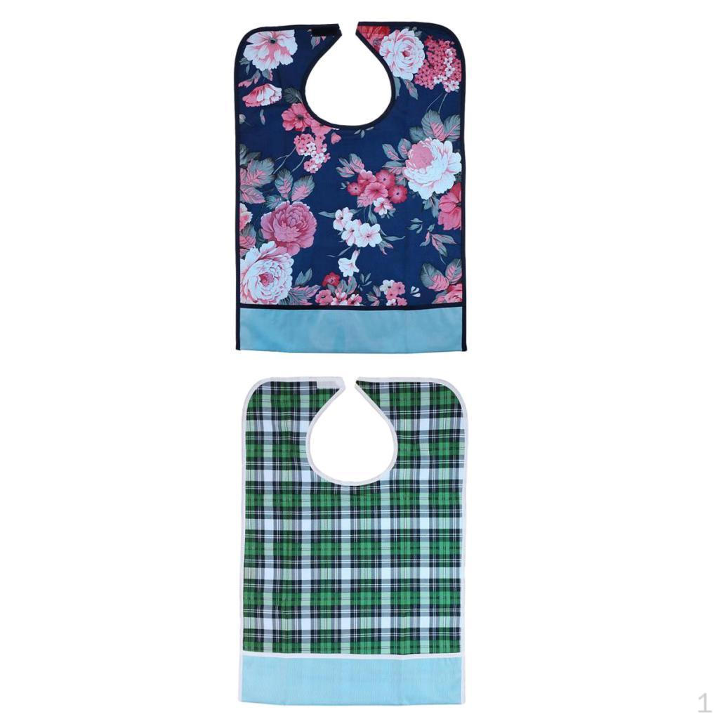 Buy 2 Pieces Reusable Adult Bib Mealtime Cloth Protector Disability Aid ...