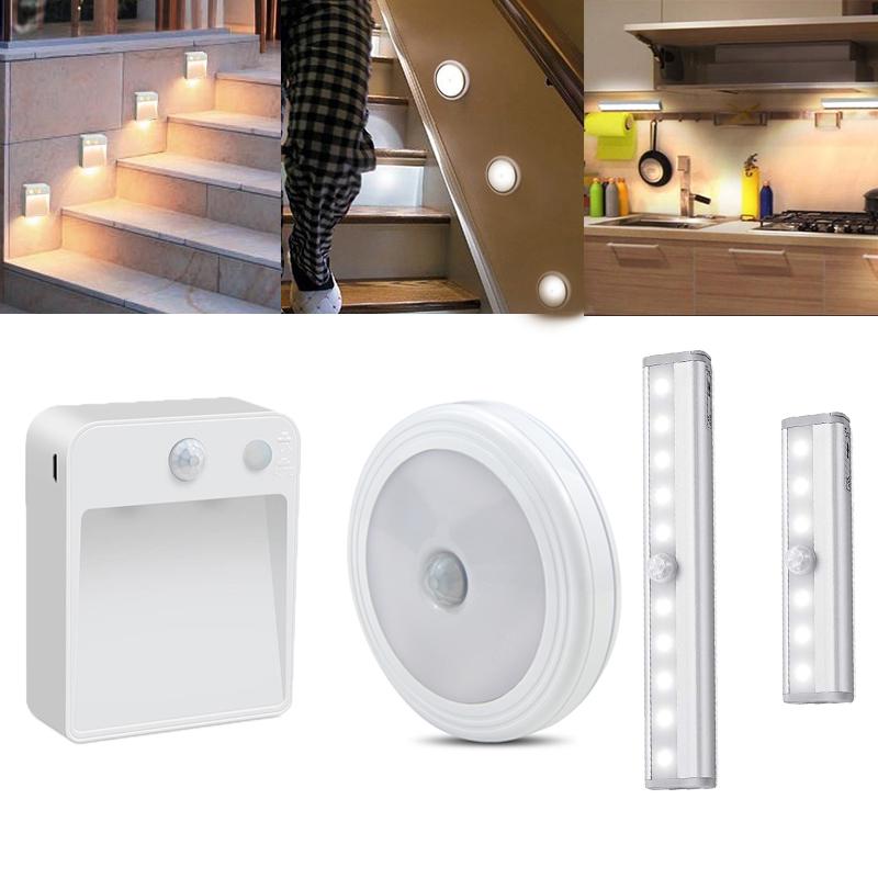 Buy Smart Motion Sensor LED Night Lamp Cabinet Closet Stairs Kitchen ...