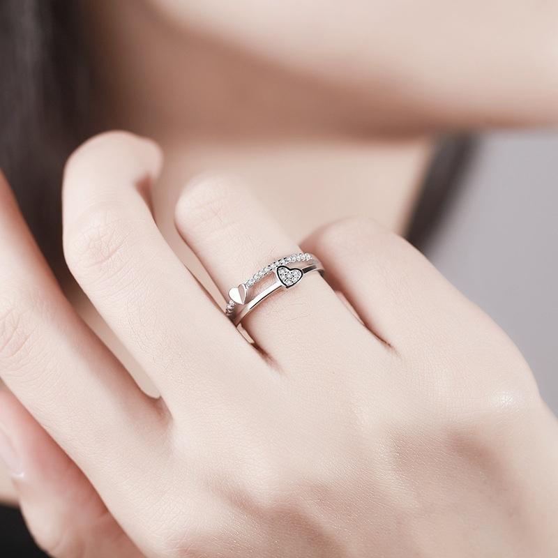 Buy Heart of Mind Opening Ring Heart - Shaped Diamond Mouth Ring Mouth ...
