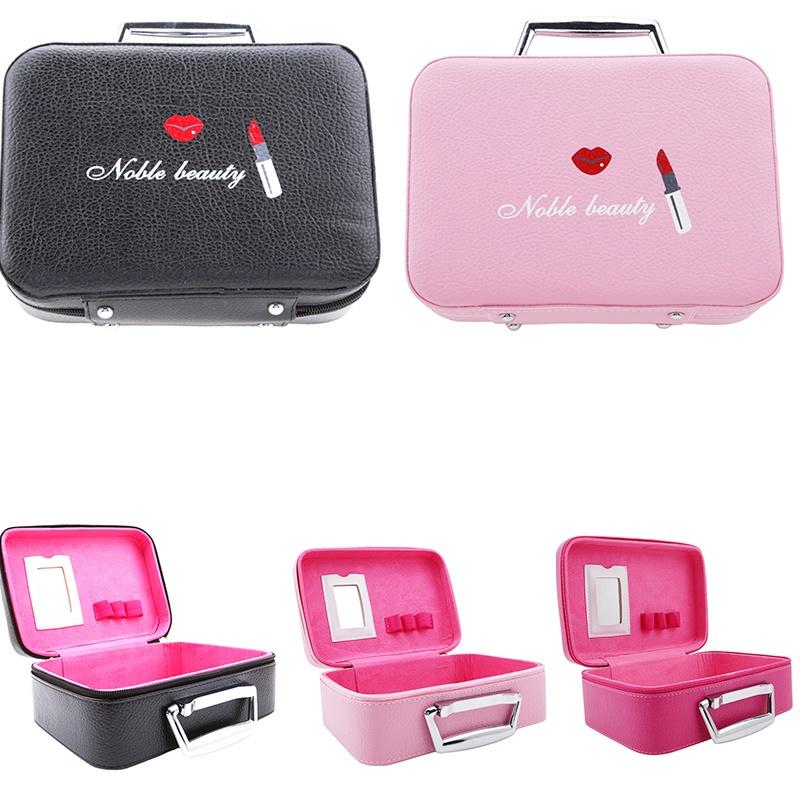 Black/Gray/Pink/Red Faux Leather Cosmetic Storage Box Makeup Beauty ...
