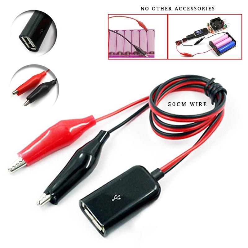 Buy 50cm Red And Black Wire Alligator Test Clips Clamp To USB Female ...