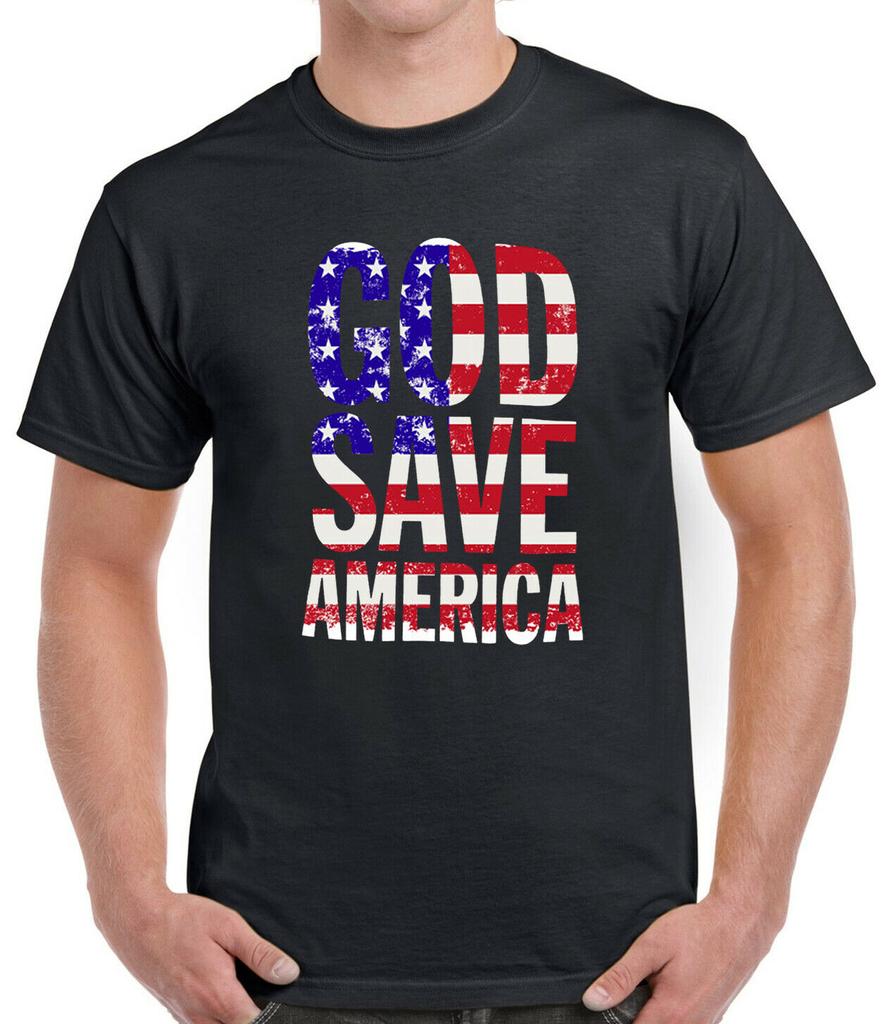 Cheap God Save America Flag T Shirt Black Chic Summer Tee Leisure Soft ...