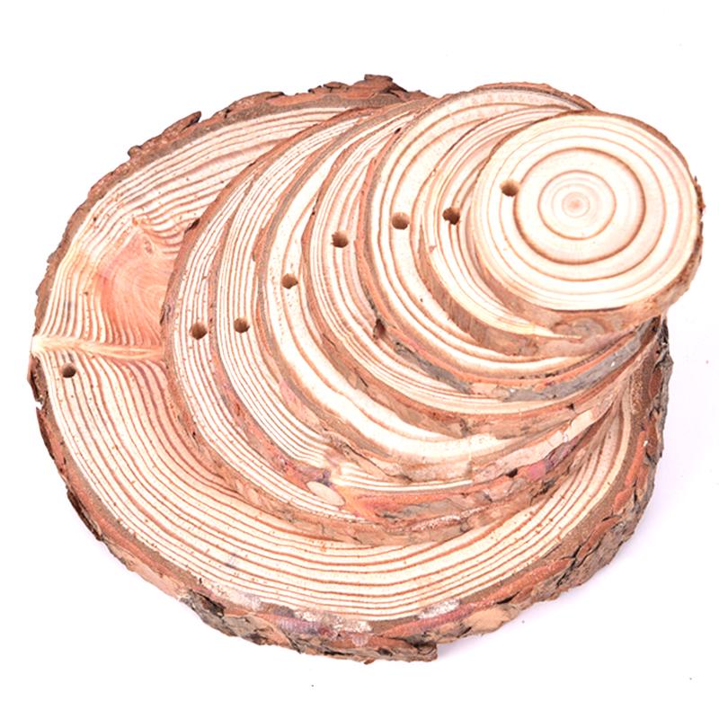 1Pc Unfinished Natural Round Wooden Chip DIY Decoration Slices Ornament ...