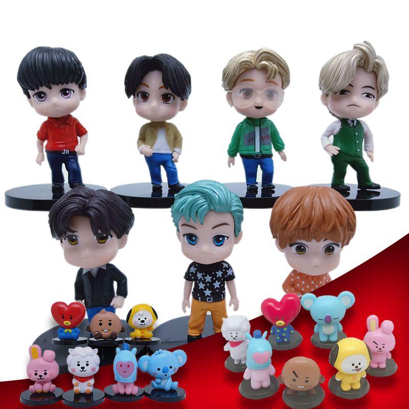 Buy 7pcs/set KPOP Star Group PVC Figure Model Toys Cute Bangtan Boys ...
