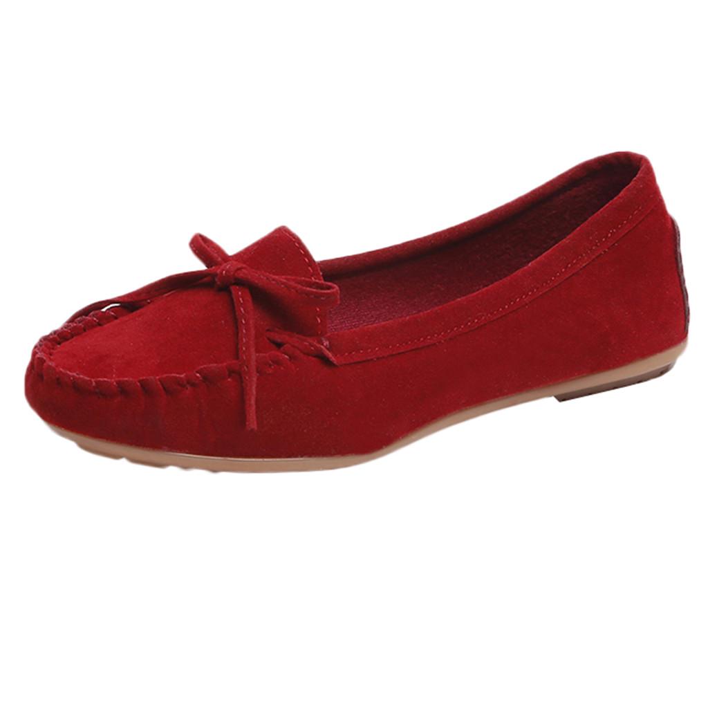 Buy Women Round Toe Suede Slip On Flat Shoes at affordable prices ...