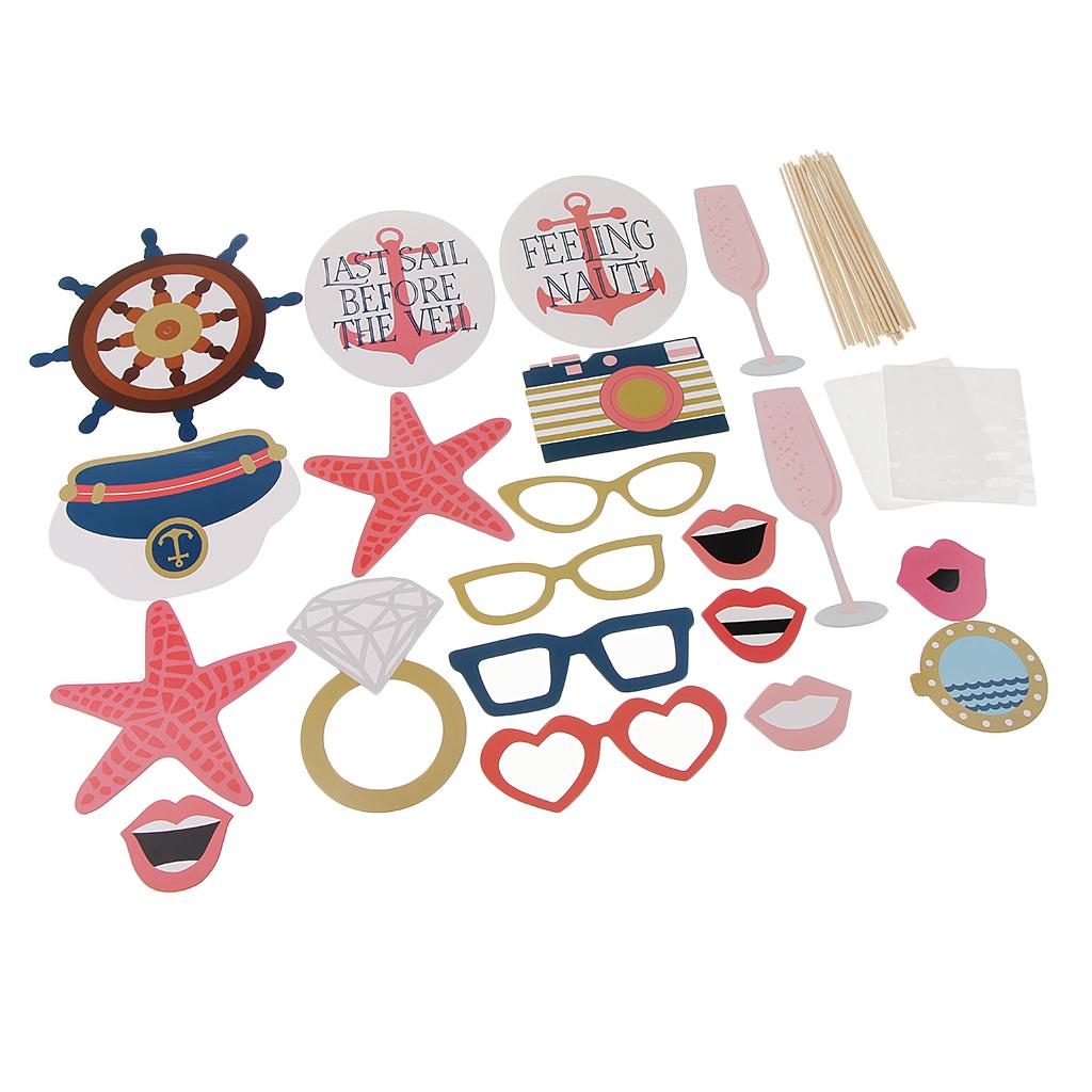 20pcs Set Nautical Theme Photo Booth Props Kits Photobooth Party Decor ...