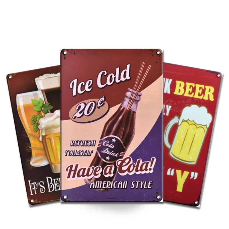 Buy Bar Beer Vintage Metal Tin Signs, 20cm X 30cm, Bar Drinks Retro ...