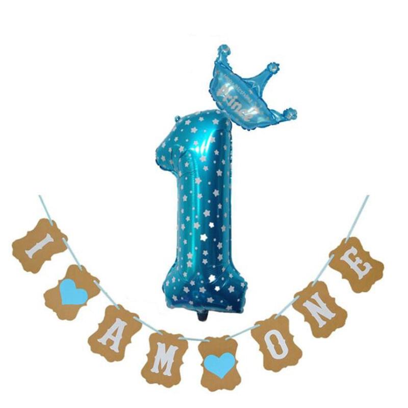 1 Set First Birthday Party Decorations Baby Boy Girl 1 Year I Am One ...