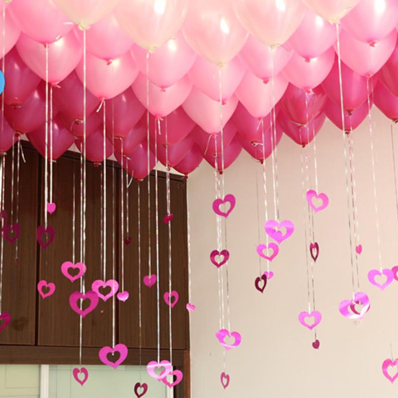 100Pcs Heart Sequined Rain Balloon Pendant Wedding Room Party Balloon ...