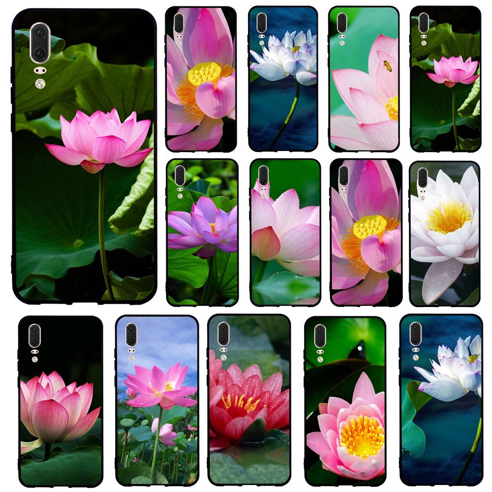 Buy Flower Lotus Phone Case for Huawei P9 Lite 2017 Cover P10 P20 P30 P ...