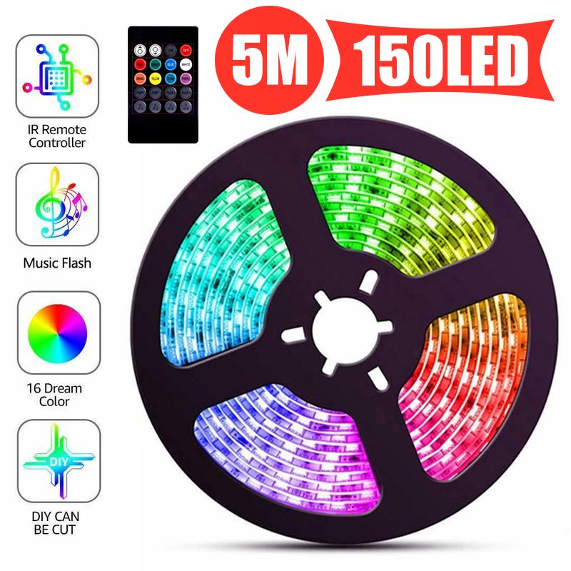 Buy 5M RGB 20 Keys Remote Control LED Strip Light IP65 for Family ...