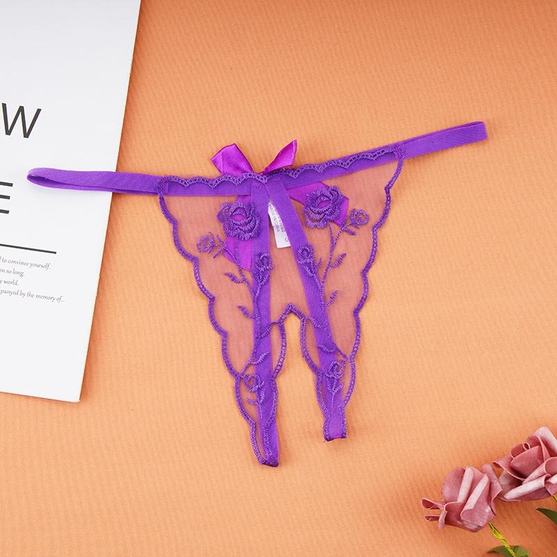 Kaufe Sexy Spitze Bestickte Rose Transparente Unterhose mit niedriger Taille | Joom