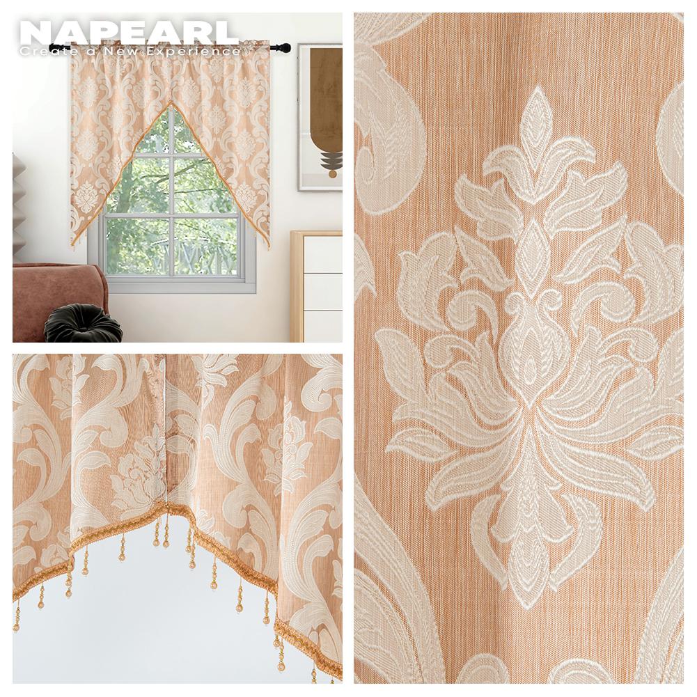 Cheap A Pair Classic Jacquard Beaded Valance Rod Pocket Floral Pattern ...