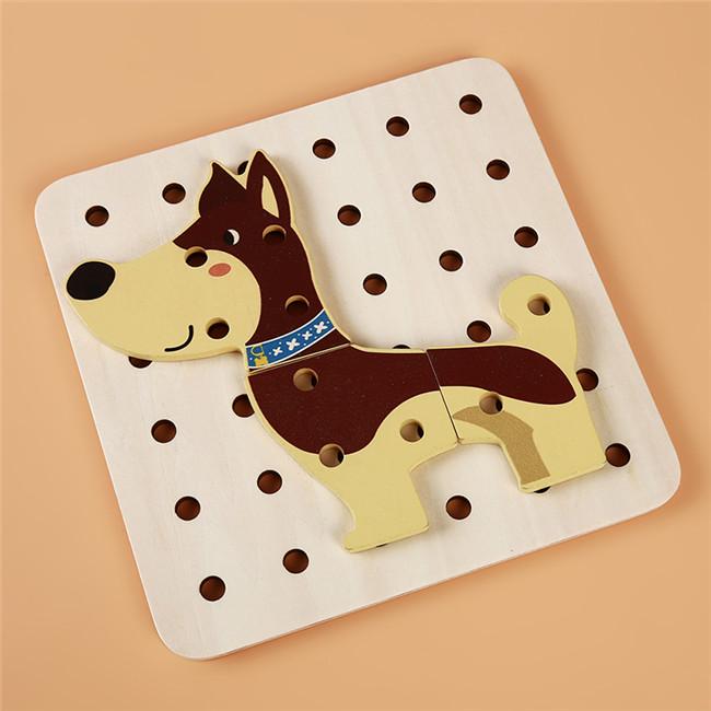 Buy Diy Crafts Threading Board Kids Wooden Toy Animal Lacing String ...