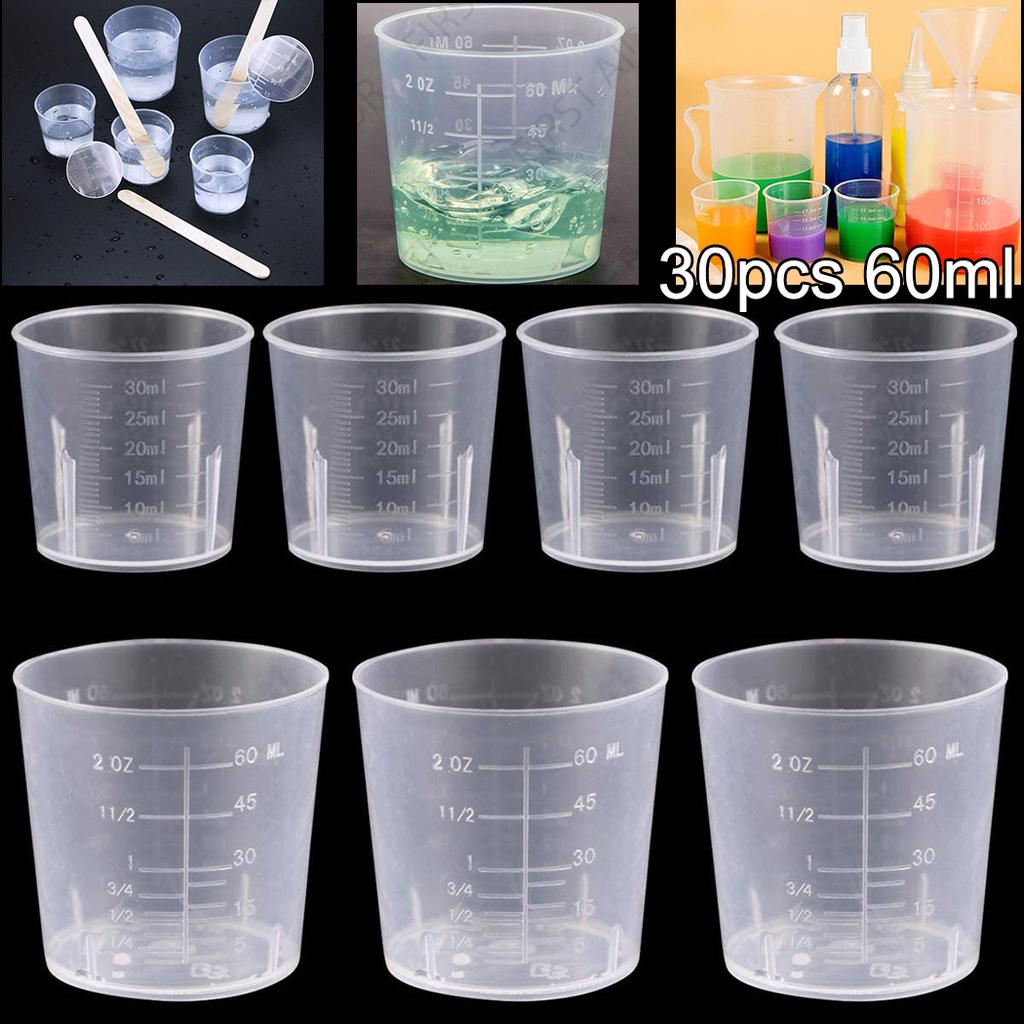 Buy 30pcs Lab 60ml PP Plastic Graduated Measuring Cups Beaker Liquid ...