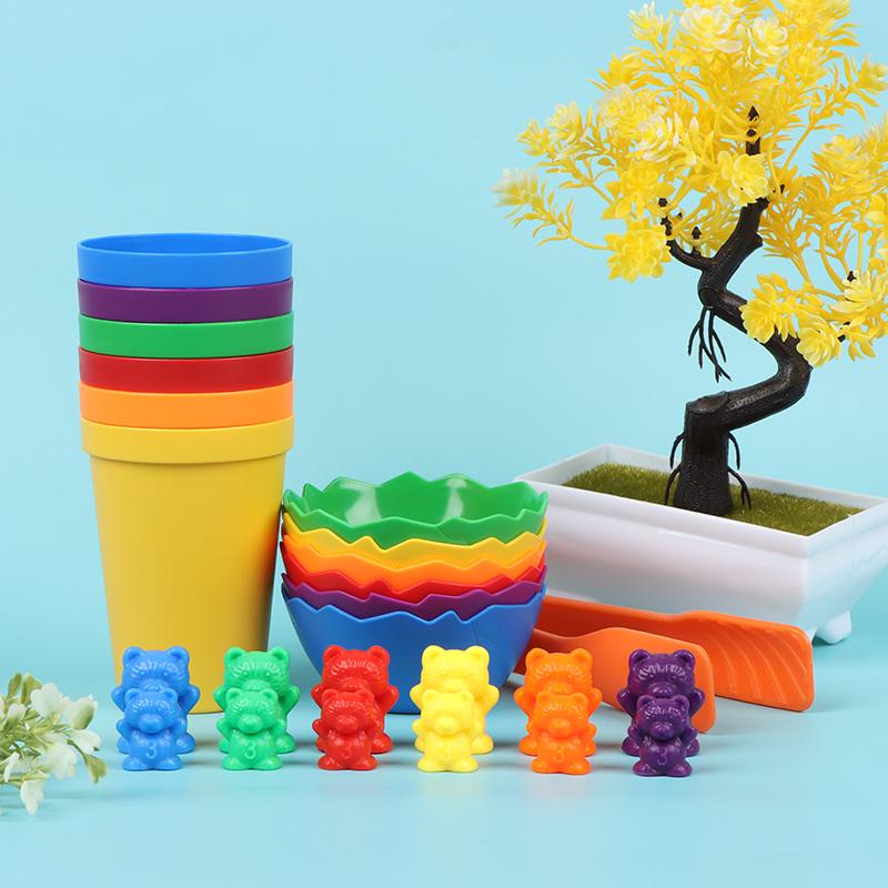 Buy 30Pcs Rainbow Weight Counting Bears With Stacking Cups Matching ...