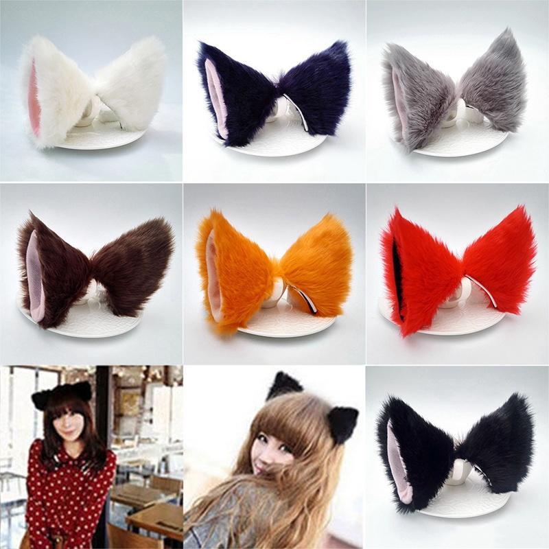 Buy Party's Long Fur Cat Ears Hair Clip Anime Neko Costume Hair Clip ...