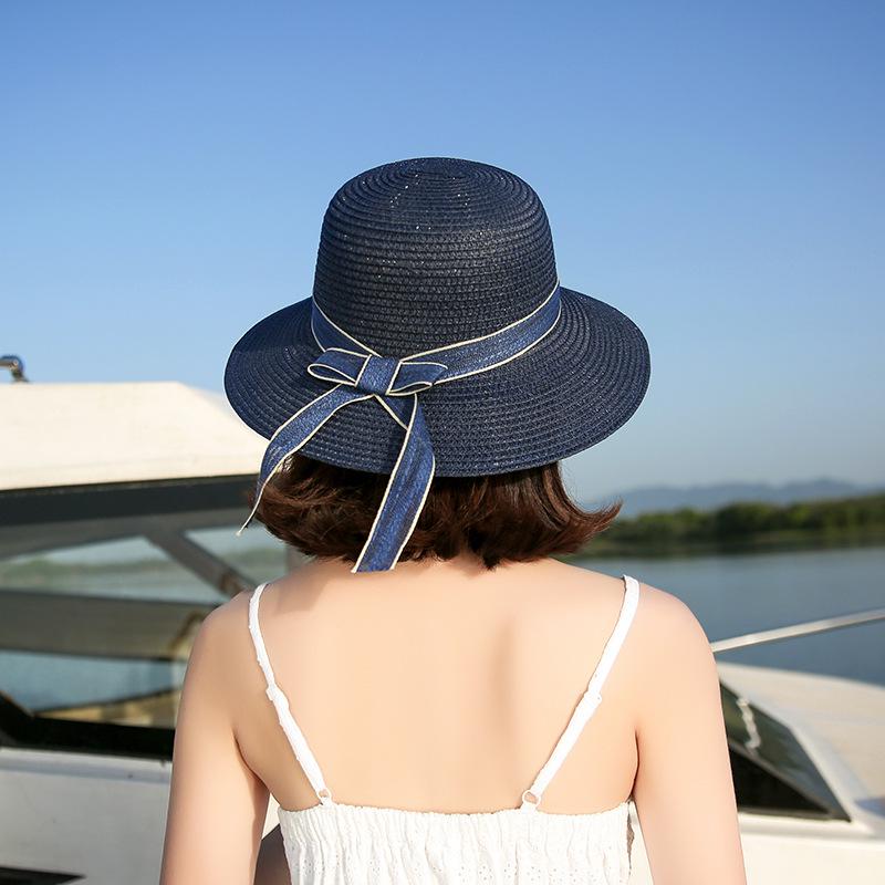 Buy Fashion Bow Beach Hat Summer Women Sun Sun Protection Wild Sun Hat ...