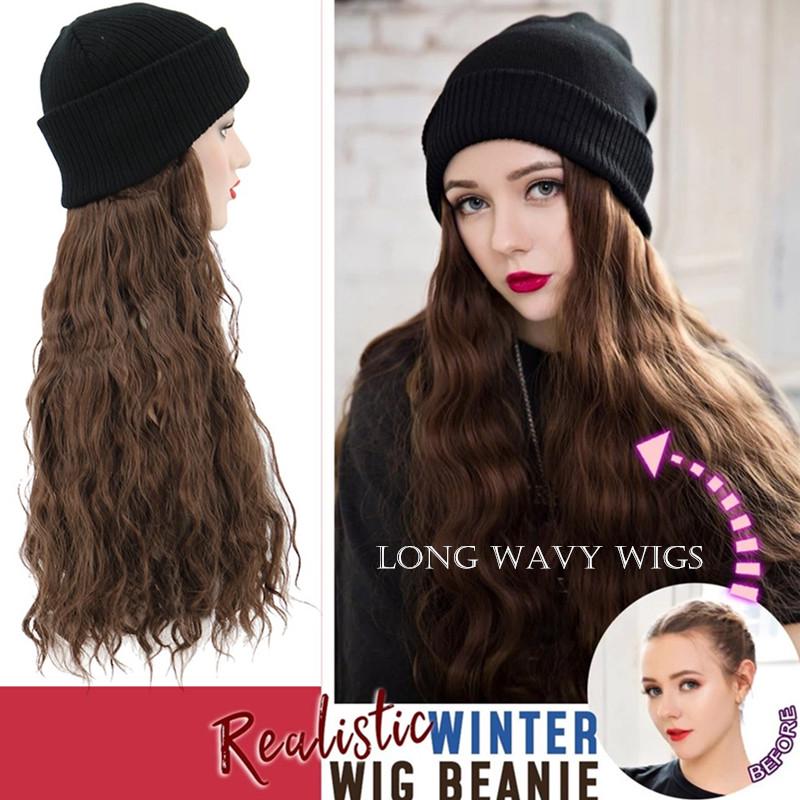 Longs Curly Wig Long Hair Baseball Cap Ball Caps Casual Hat Brown uygun ...