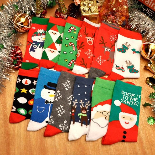 1 Pair Lady Girl Christmas Red Cotton Socks Stockings Xmas Gift Santa ...