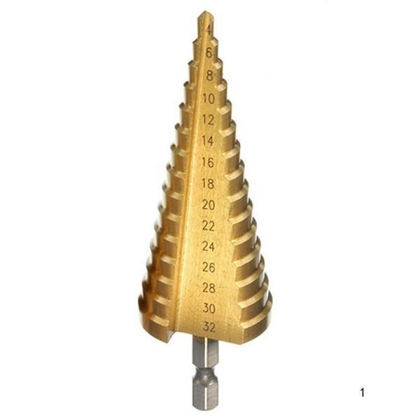3pcs New HSS Steel Titanium Coated Step Drill Set Peeling Drill Cone ...