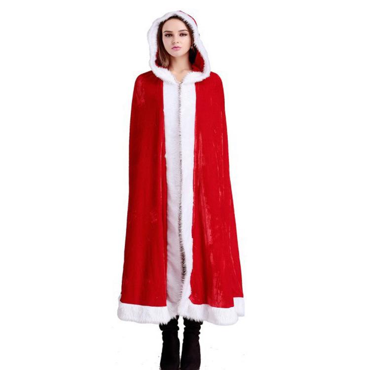 Buy Women Christmas Mrs Santa Claus Cloak Xmas Costume Cappa Cloak Cape ...