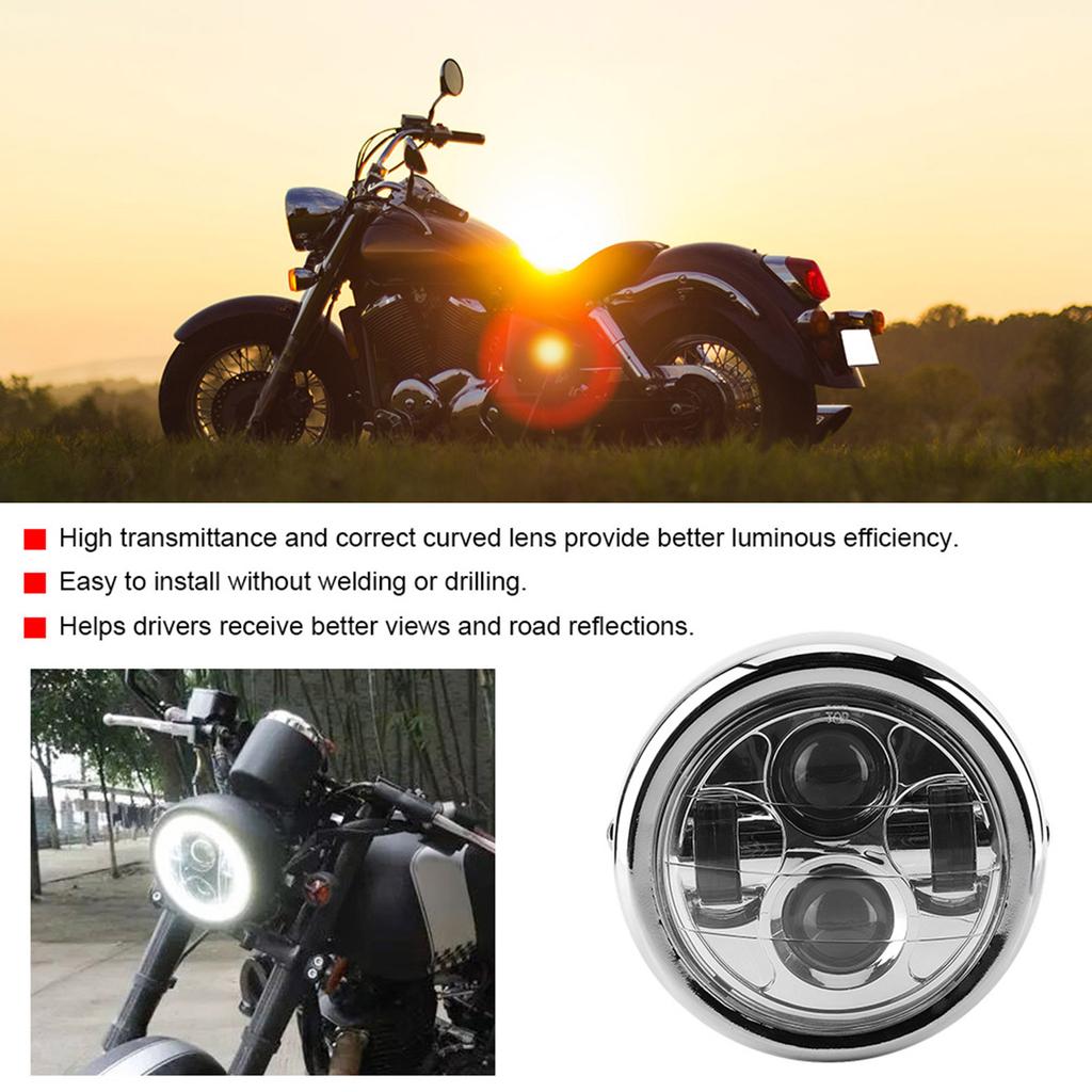 Buy Motorcycle Headlight Universal Vintage Aluminum Retro LED Round ...