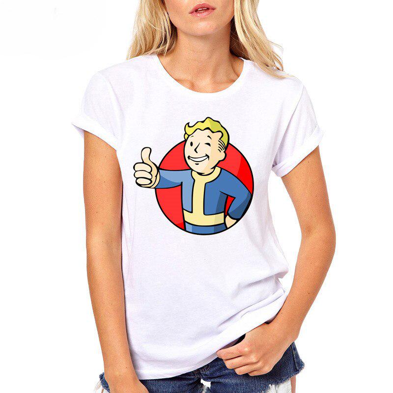 Buy Fallout 4 Vault Boy T Shirt Fashion Women White O Neck Print Tshirt ...