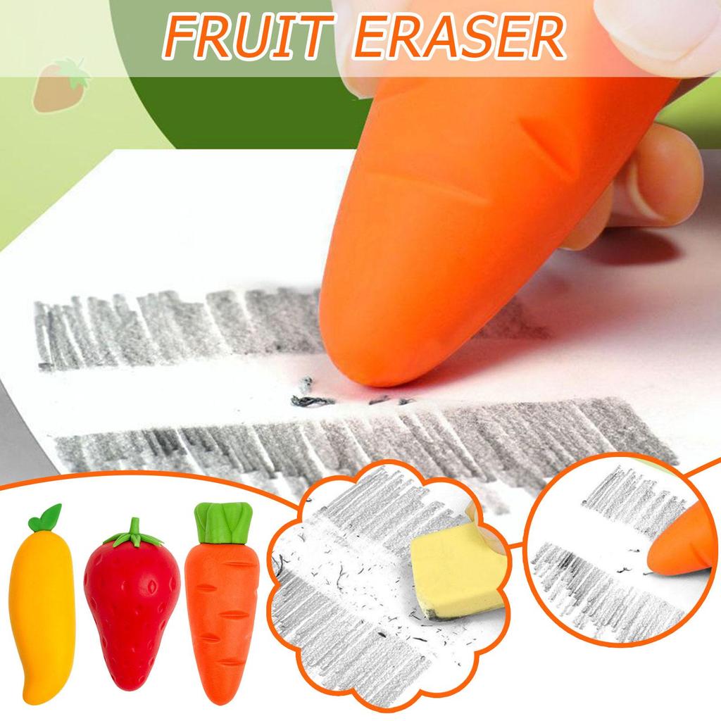 Buy Creative Rubber Stationery Pencil Erasers Fruit Cuisine Writing ...