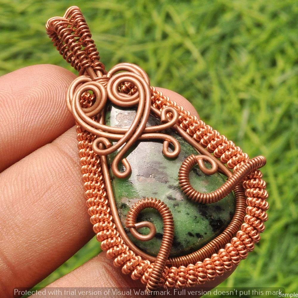 Ruby Zoisite Gemstone Handmade Copper Wire Wrap Jewelry Pendant CP-21 ...