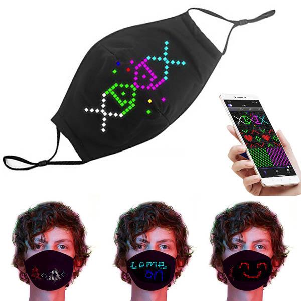 Buy LED Display Magic Mask Luminous Face Mask Wireless BT App Control ...