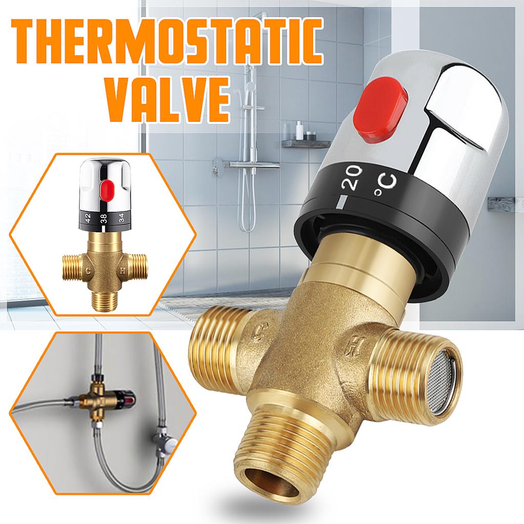 Buy Brass G1/2 Male 3 Way Thermostatic Mixing Valve Bathroom Faucet ...