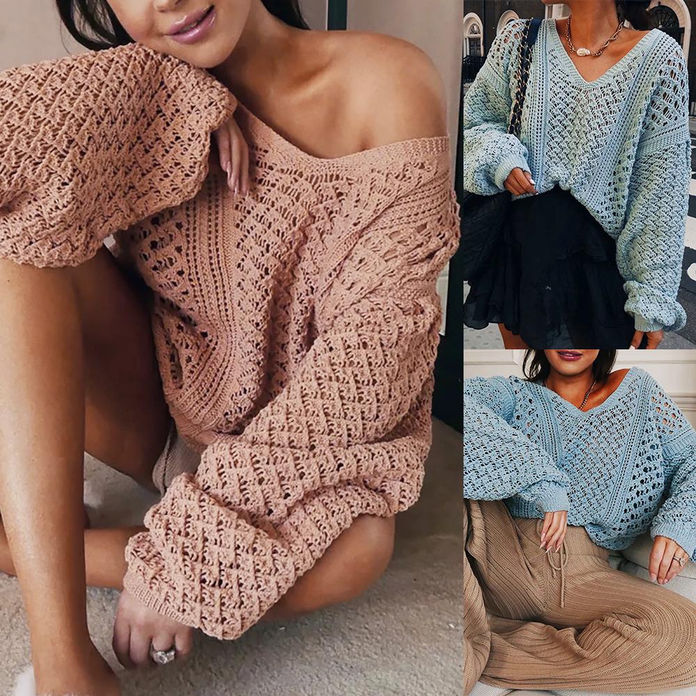 Buy Women's Oversized Off Shoulder Pullover Tops Long Sleeve Loose Fit ...